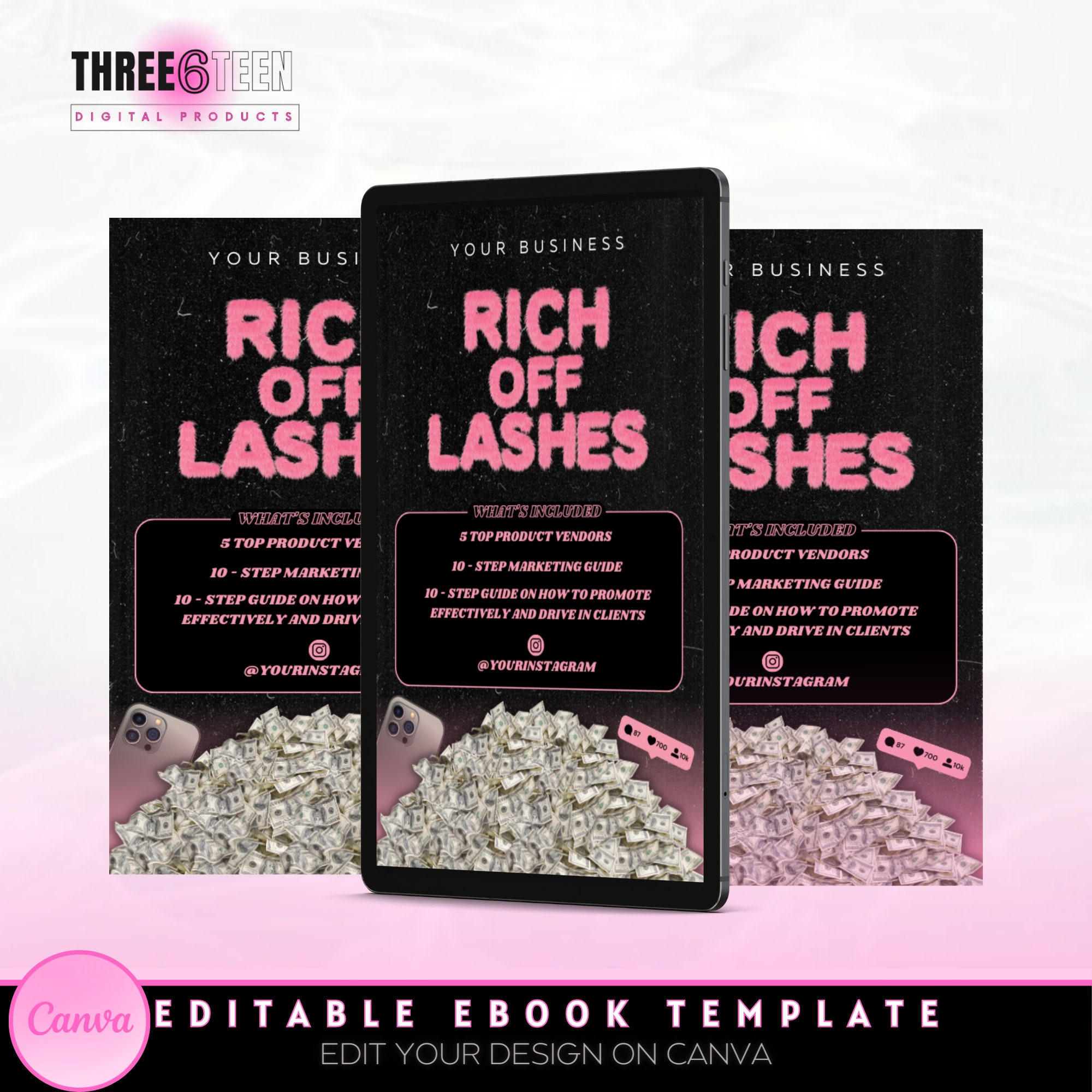 Ebook Cover Template Lash Tech Hair Wig Vendor Cosmetics Beauty Digital ...