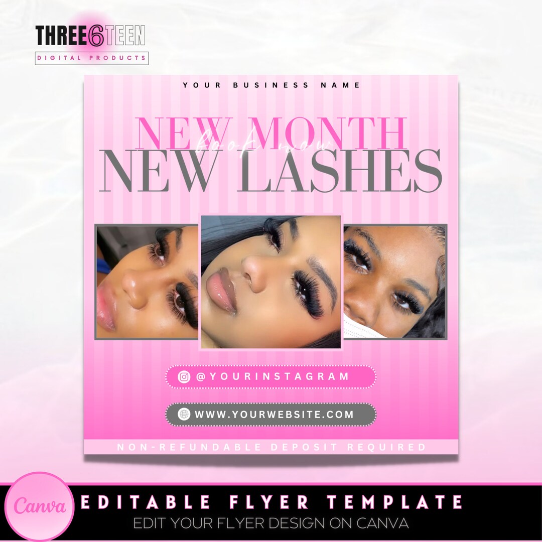 DIY Lash Tech Flyer New Month New Lashes Lash Tech Flyer Monthly ...