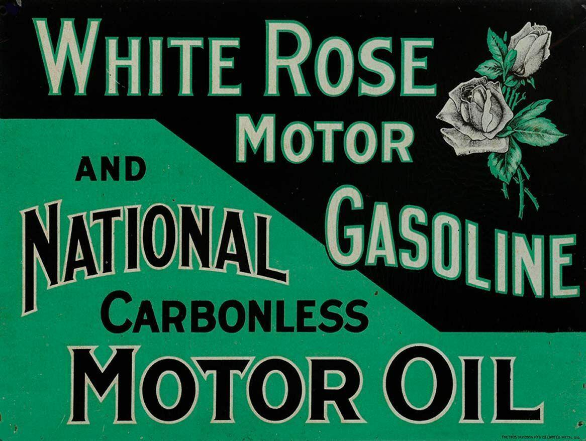 White Rose Gasoline National Motor Oil 16" Heavy Duty USA Made Metal ...