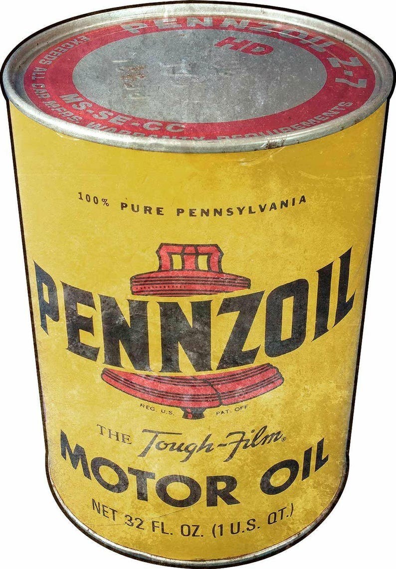 Pennzoil Motor Oil 1960 Logo Quart Can Shaped 18" Heavy Duty USA Made ...