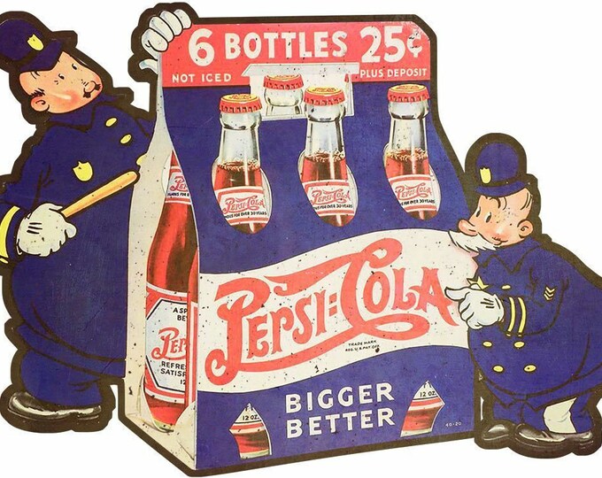 Pepsi Cola Six Pack Keystone Cops 15 Heavy Duty USA Made Metal ...