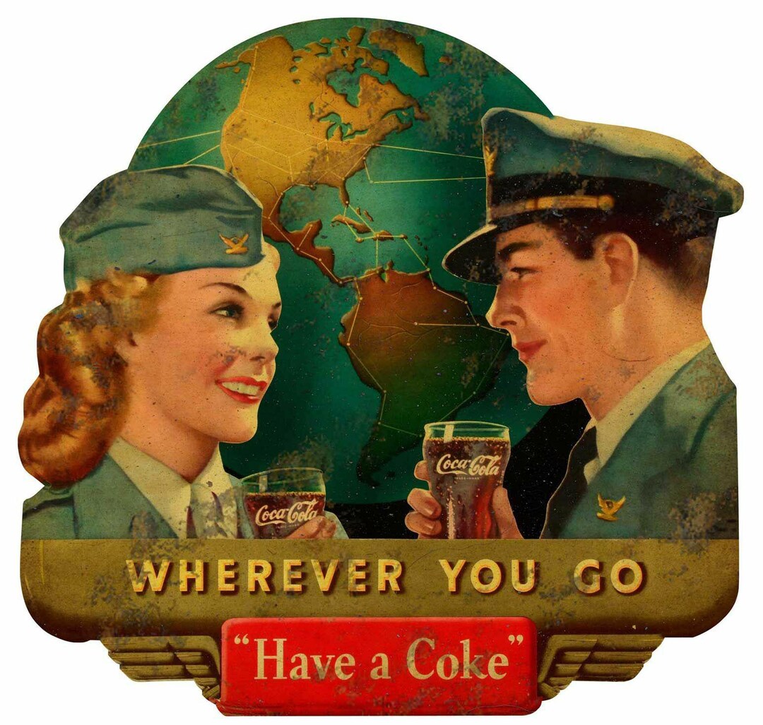 Wherever You Go Coca Cola Plane Pilot 24" Heavy Duty USA Made Metal ...