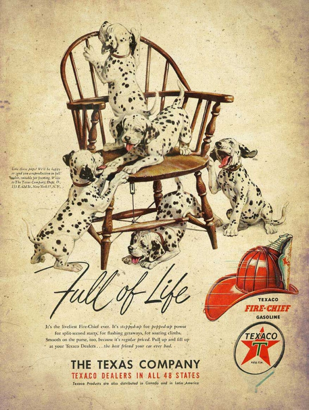 Texaco Fire Chief Gas Dalmatian Puppies Chair 16" Heavy Duty USA Made ...