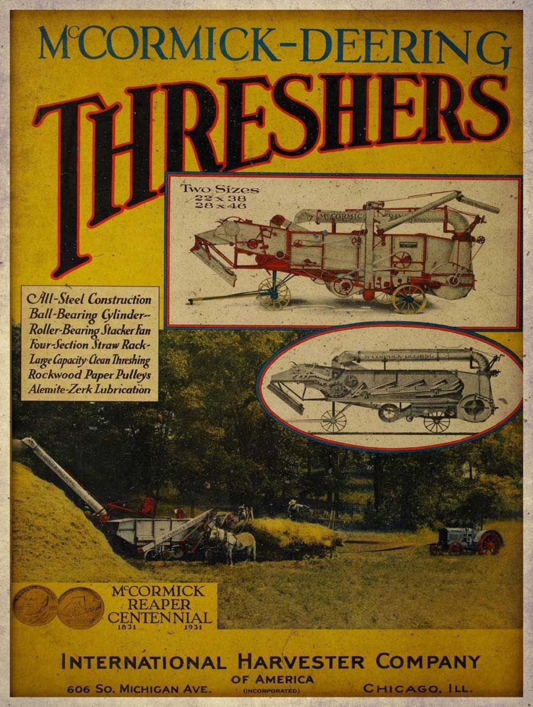 International Harvester Farm Thresher 16" Heavy Duty USA Made Metal ...