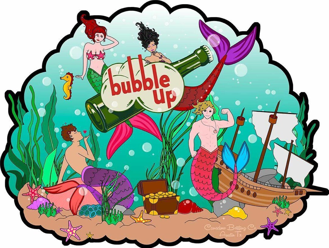 Bubble up Soda Pop Mermaids Shipwreck Gold 16" Heavy Duty USA Made ...