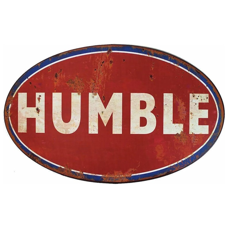 Humble Gasoline Motor Oil 16" Heavy Duty USA Made Metal Gas Advertising ...