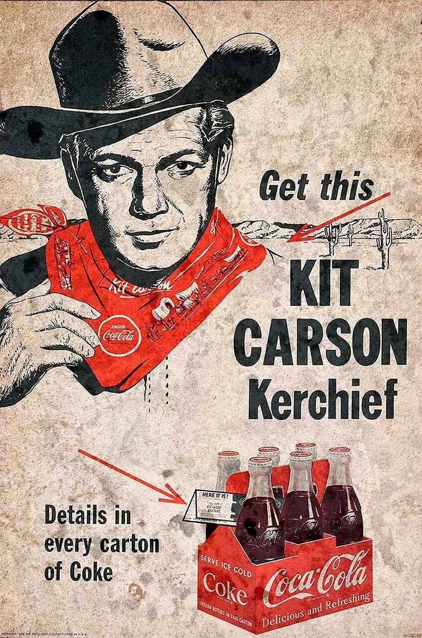 Coca Cola Kit Carson Western Kerchief 18 Heavy Duty USA Made Metal Soda ...