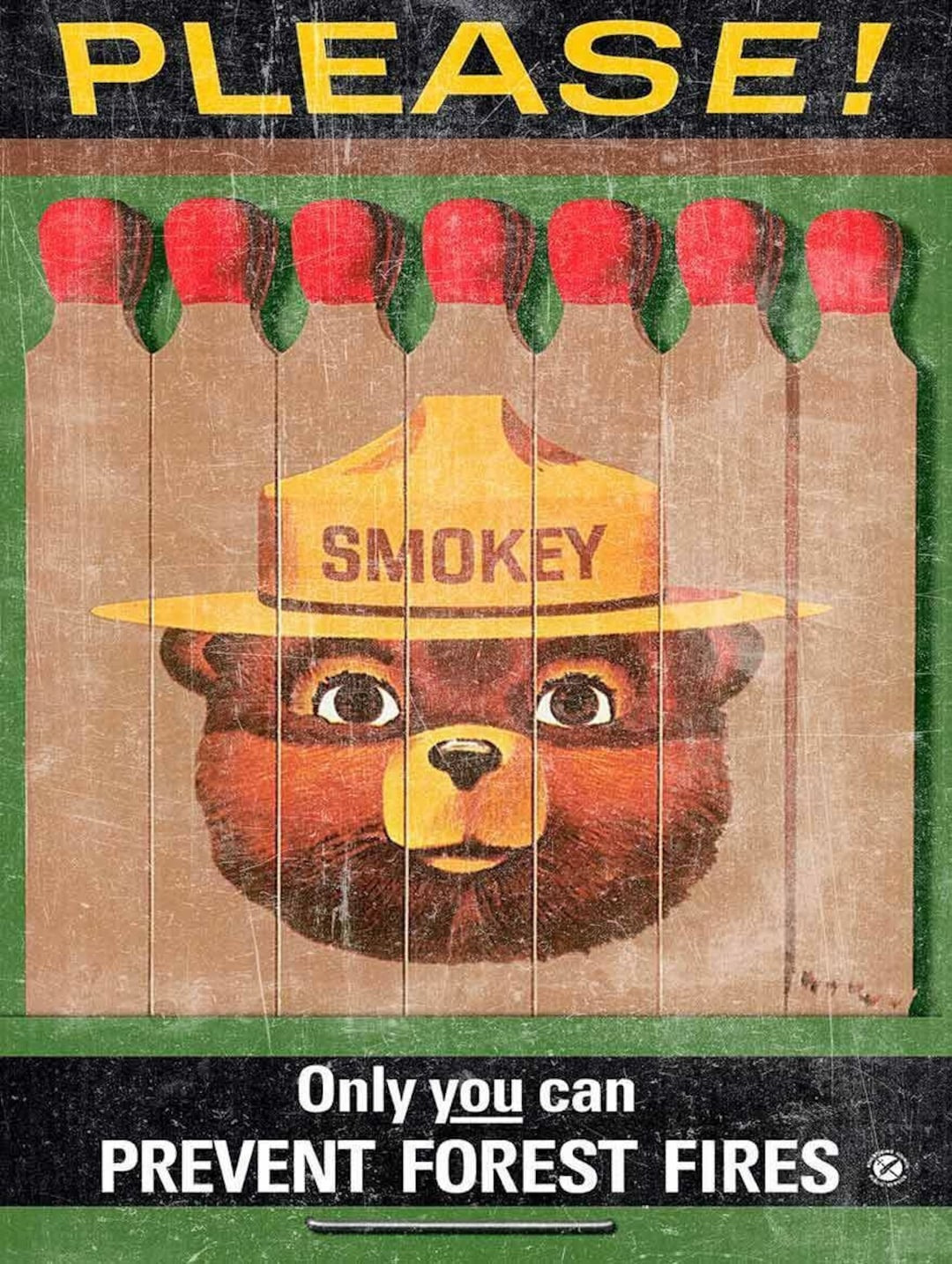 Smokey the Bear Only You Can Prevent Forest Fires 16" Heavy Duty USA ...