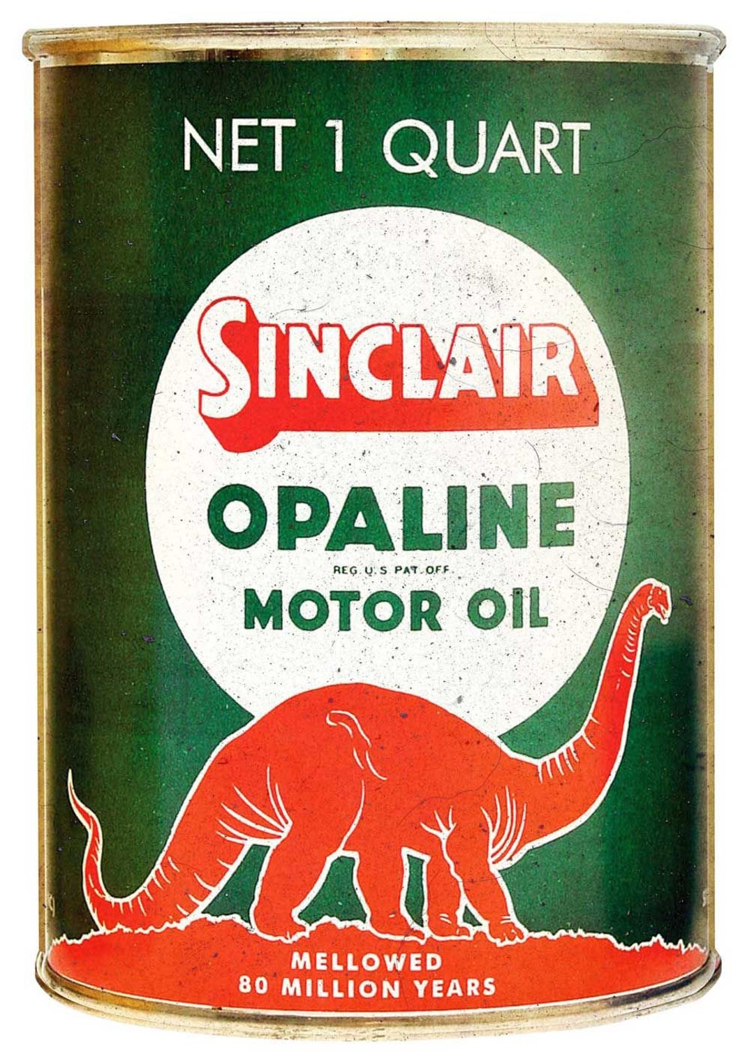 Sinclair Opaline Motor Oil Red Dinosaur Quart Can Shaped 23 Heavy Duty ...