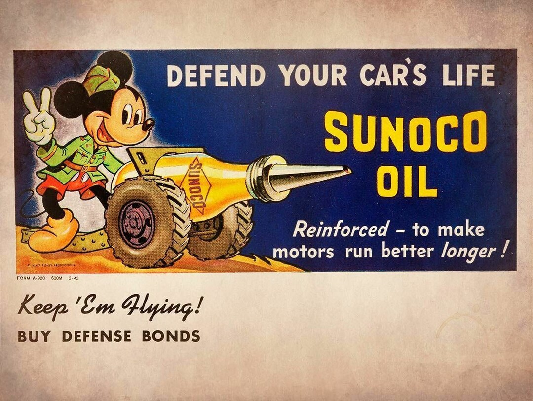 Mickey Mouse Cannon Sunoco Motor Oil 16 Heavy Duty USA Metal ...