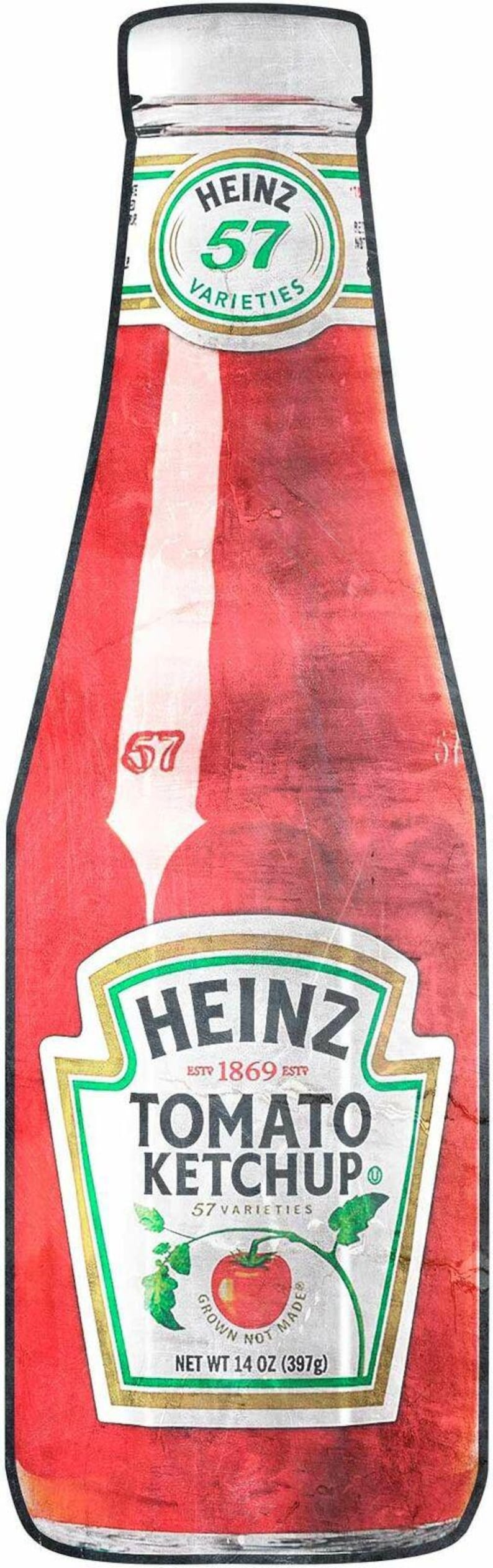Heinz 57 Tomato Ketchup Bottle Shaped 25" Heavy Duty USA Made Metal ...