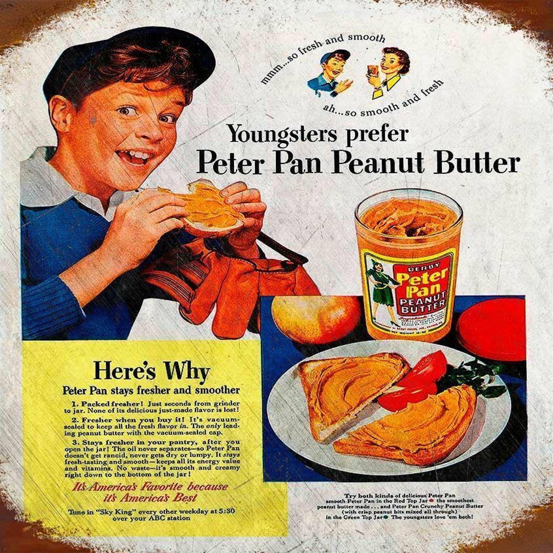 Peter Pan Peanut Butter 12" Square Heavy Duty USA Made Metal ...