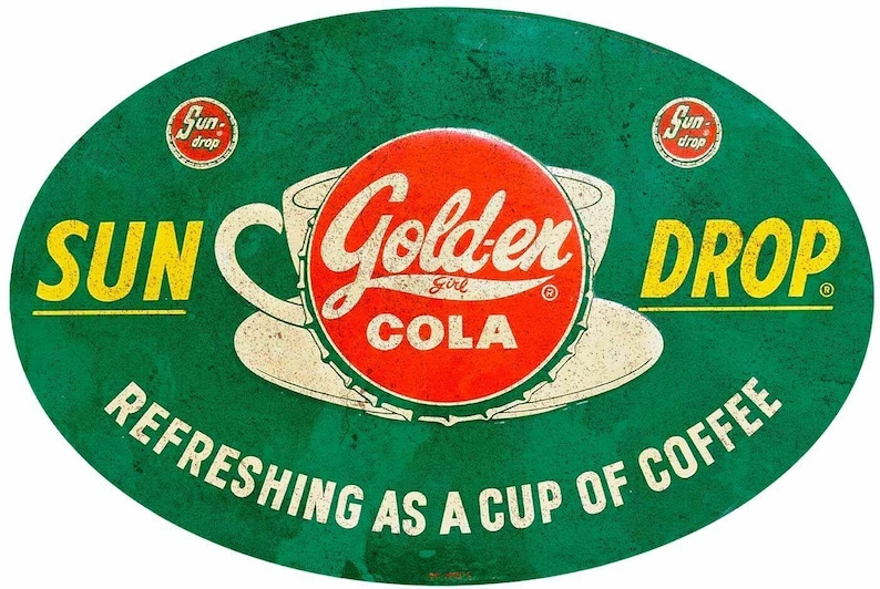 Golden Girl Cola Sundrop Coffee 19" Heavy Duty USA Made Metal Oval ...