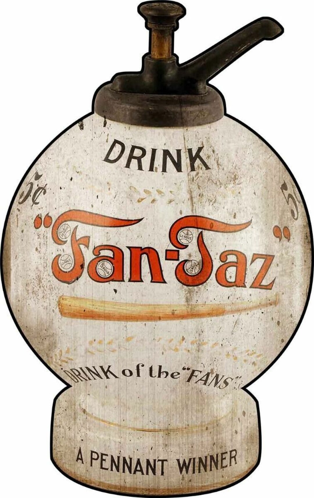 Fan Taz Soda Pop Baseball Syrup Jar 24 Heavy Duty USA Metal Advertising ...