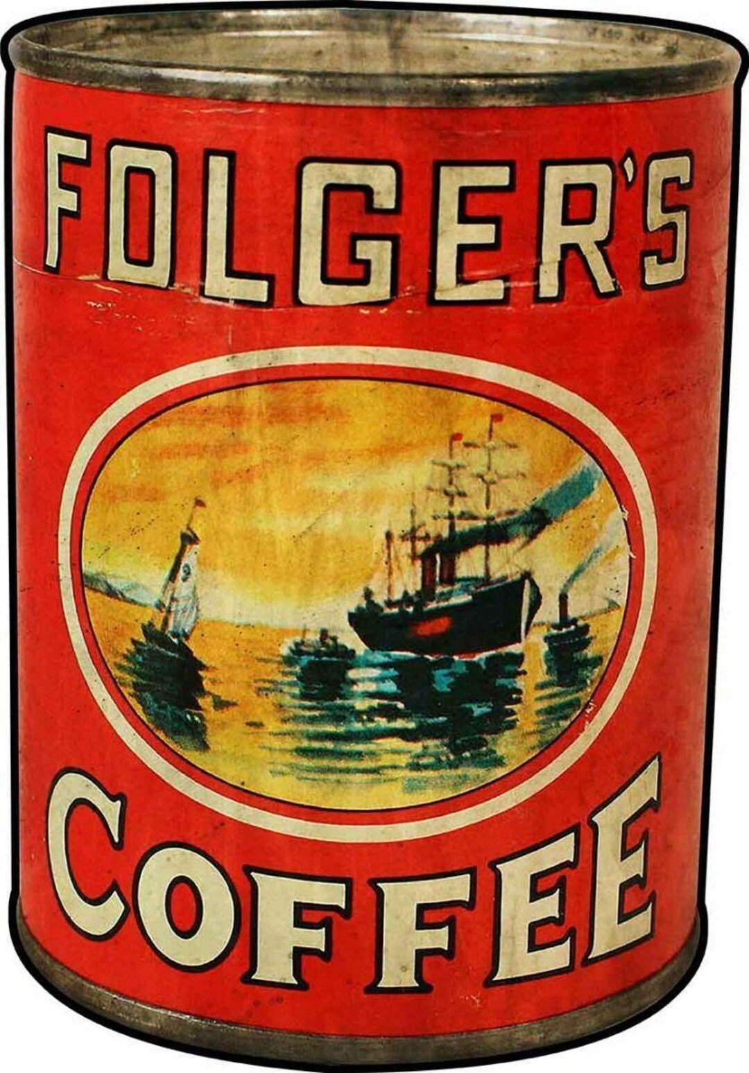 Folgers Coffee Ships in Harbor Logo 18" Heavy Duty USA Metal ...