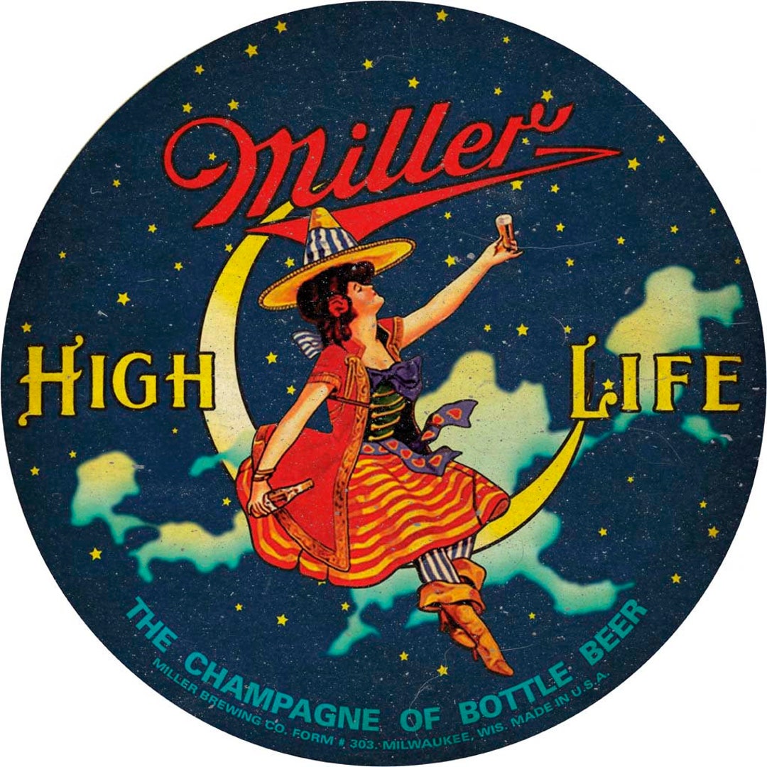 Miller High Life Beer Witch 14" Round Heavy Duty USA Made Metal ...