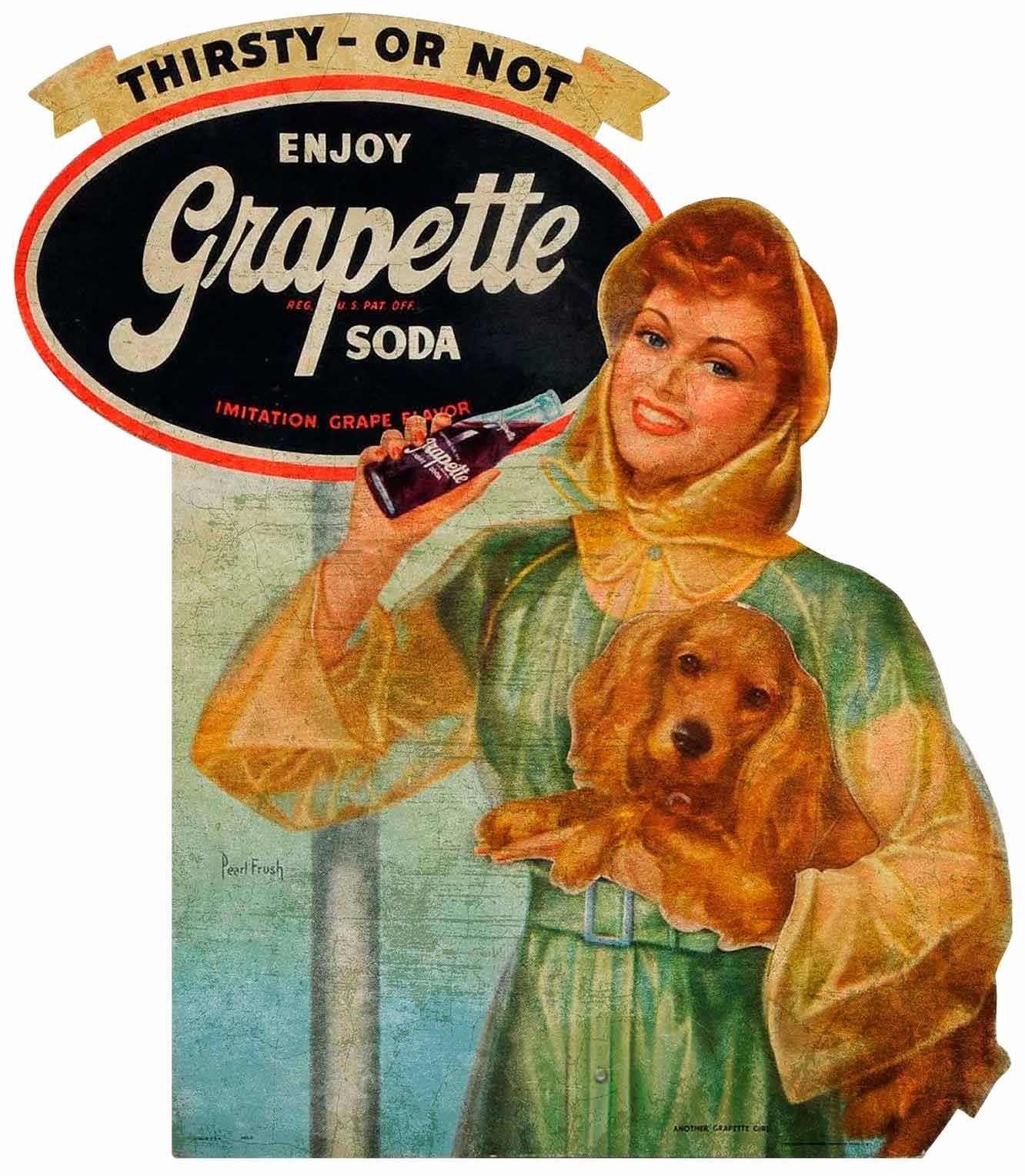 Grapette Grape Soda Pop Girl Dog 21 Heavy Duty USA Made Metal General ...