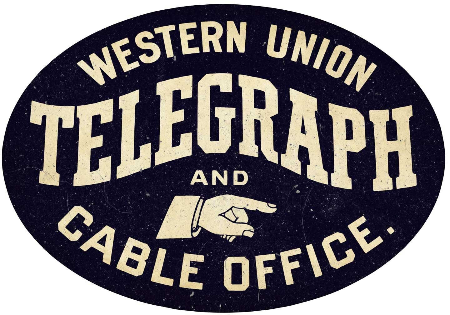 Western Union Telegraph Cable Office 20 Heavy Duty USA Made Metal Oval ...