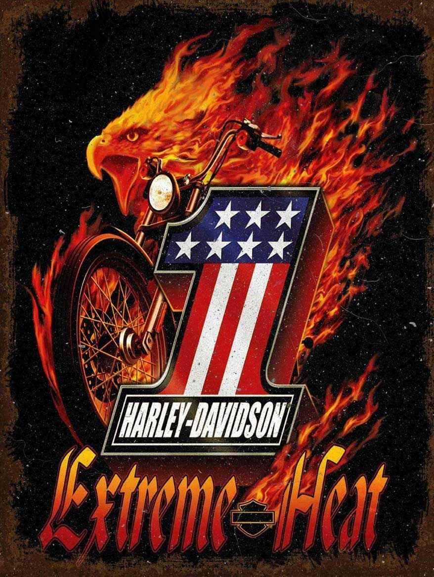 Harley Davidson Extreme Heat 1 Flag 16 Heavy Duty USA Metal Advertising ...