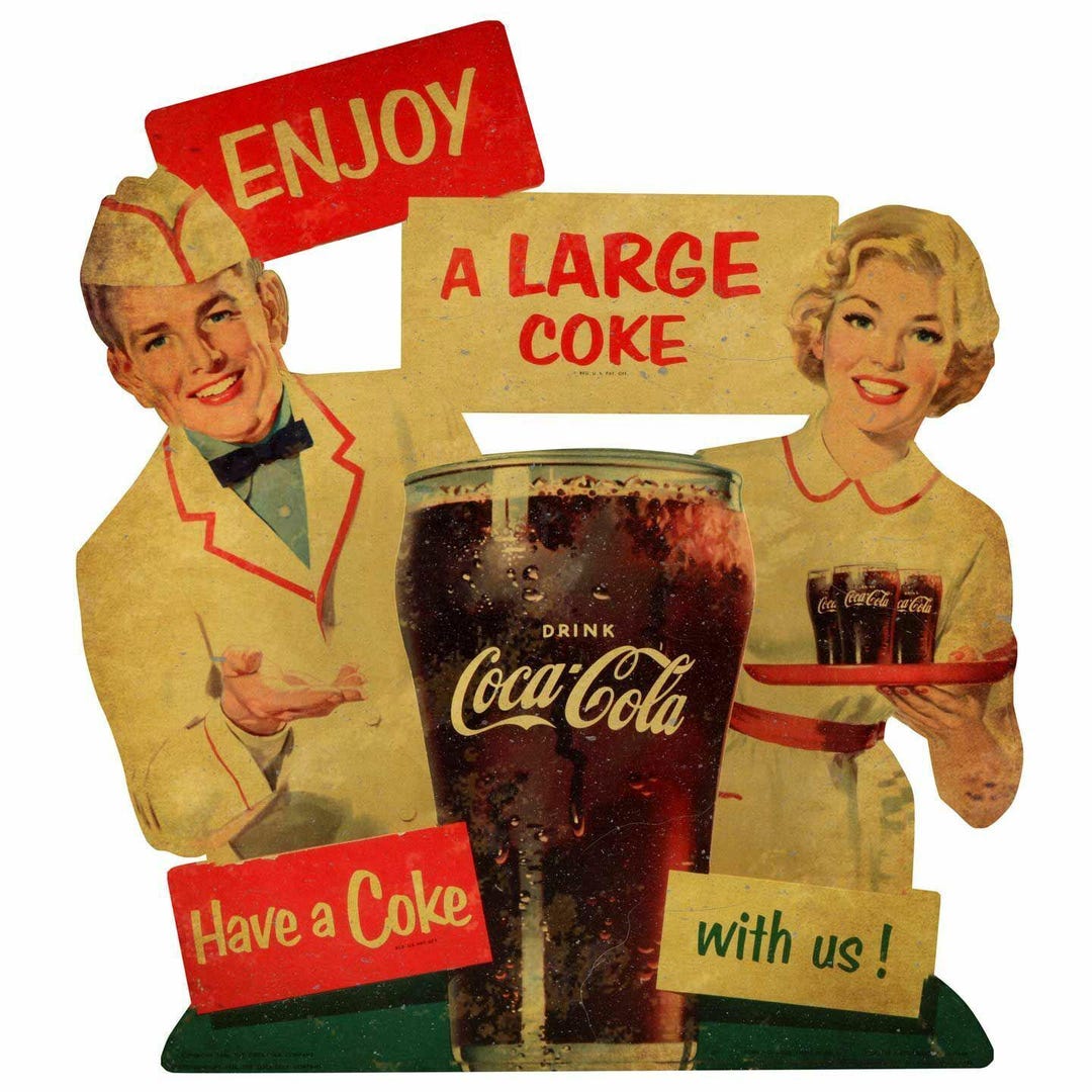 Diner Style Cook Waitress Coca Cola 24" Heavy Duty USA Made Metal Soda ...