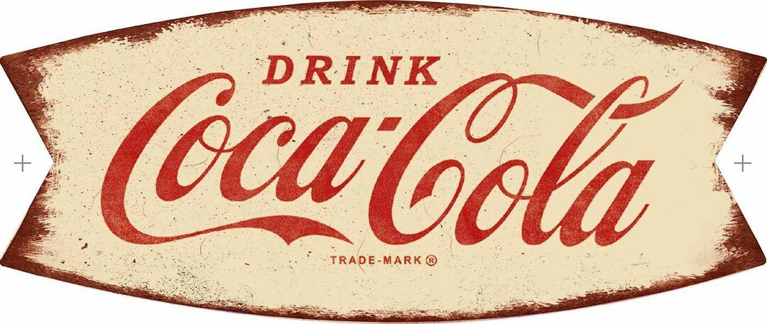 Coca Cola Arciform Fishtail Double Sided 20" Heavy Duty USA Metal Coke ...