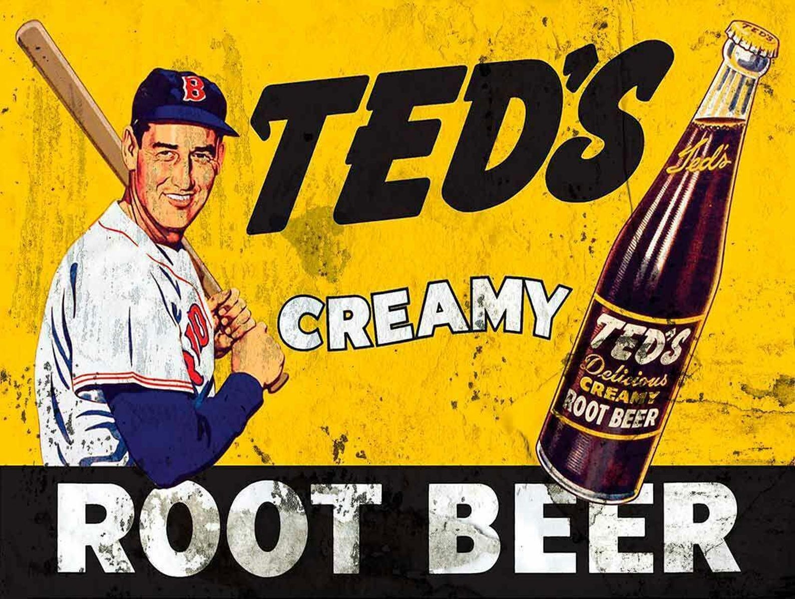 Ted's Creamy Root Beer Ted Williams 16" Heavy Duty USA Made Metal ...