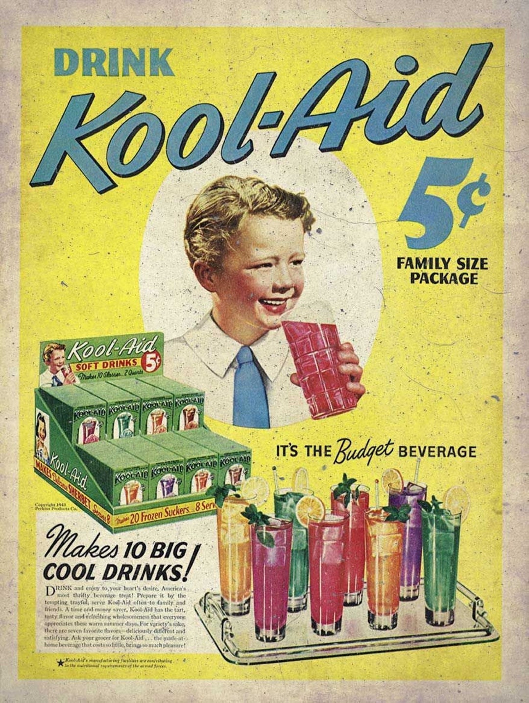 Kool Aid 5 Cents Family Size Package Drink 16" Heavy Duty USA Made ...
