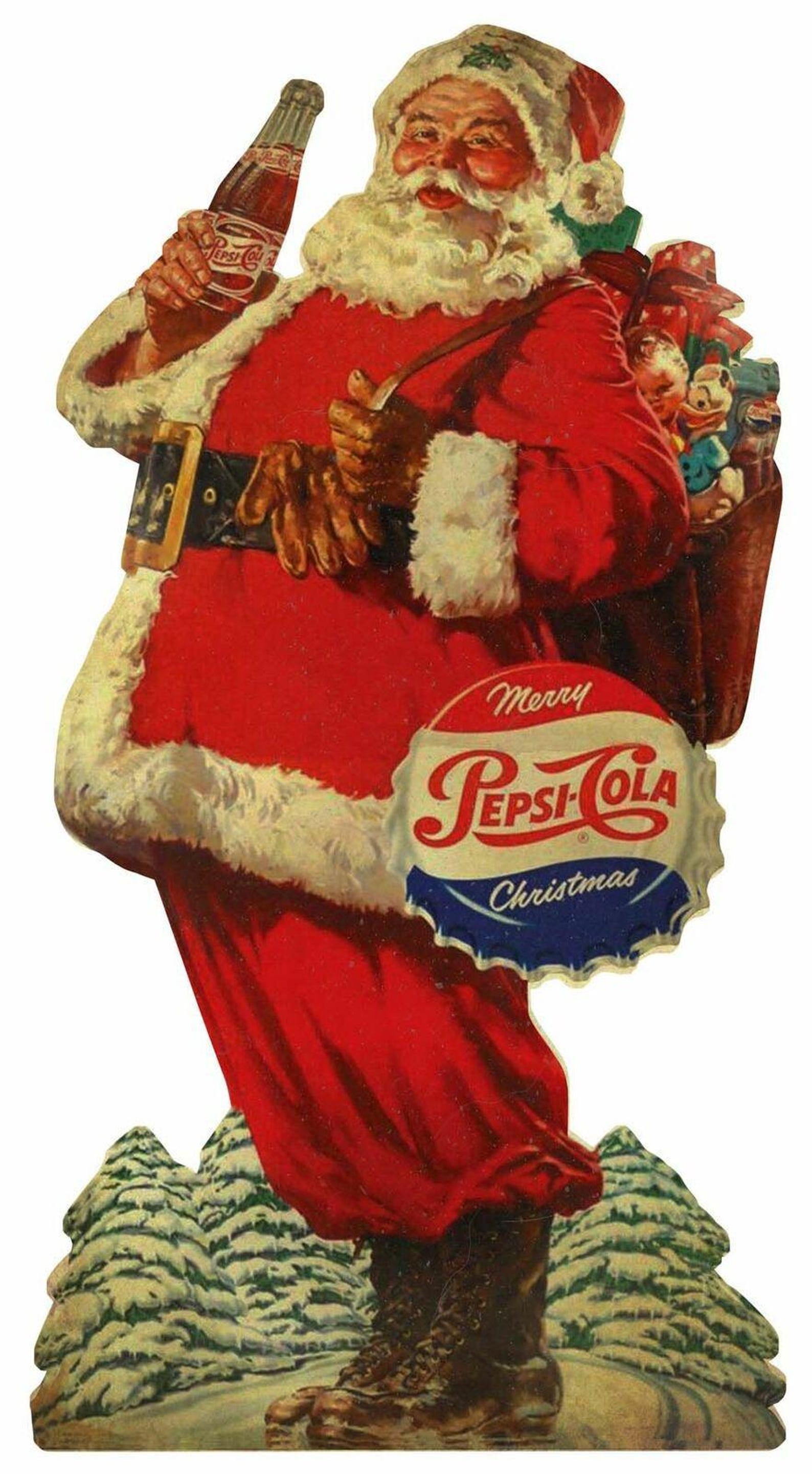 Merry Christmas Pepsi Cola Santa 24" Heavy Duty USA Made Metal Soda Pop ...