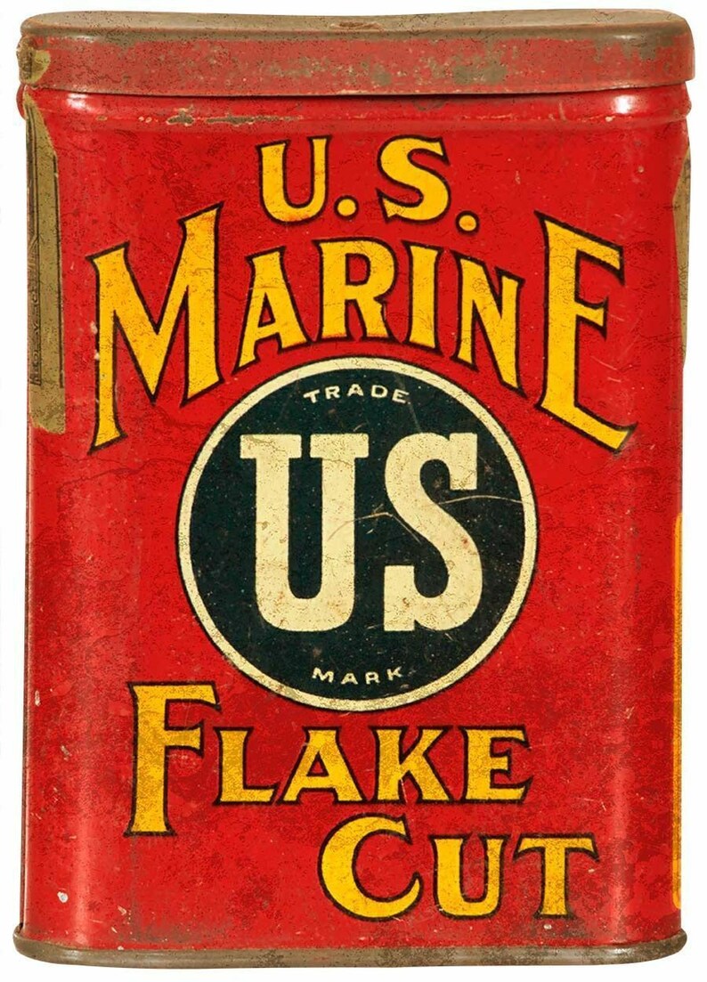U.S. Marine Flake Cut Tobacco Can 17 Heavy Duty USA Made Metal ...