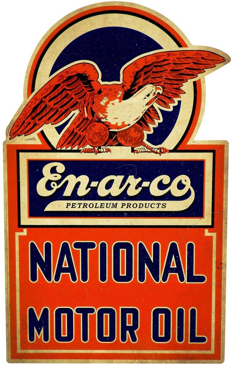 Enarco National Motor Oil Eagle Logo 24 Heavy Duty USA Made Metal Gas ...