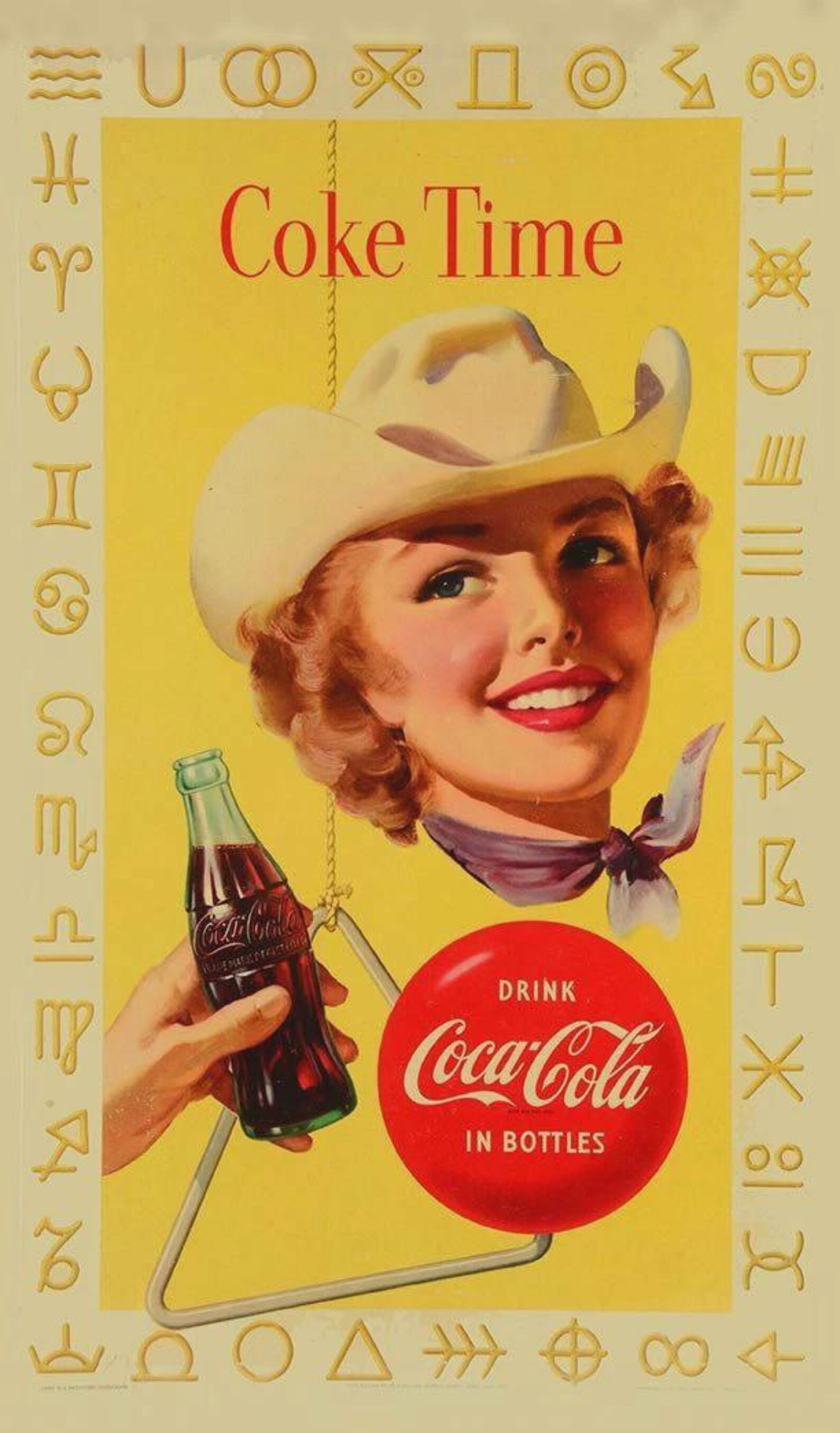 Coke Time Cow Girl 14" Heavy Duty USA Made Metal Coca Cola Advertising ...
