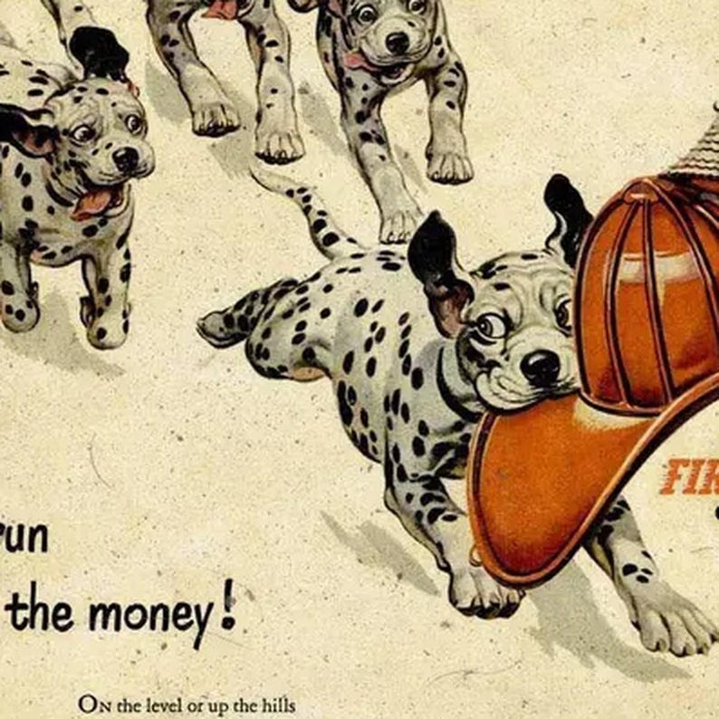 1951 Texaco Fire Chief Dalmatian Dogs 16" Heavy Duty USA Made Metal ...