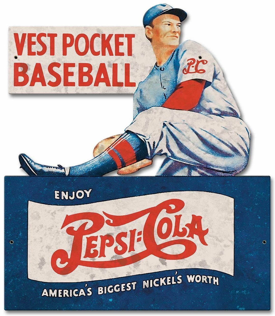 Pepsi Cola Soda Pop Vest Pocket Baseball Pitcher 18 Heavy Duty USA ...