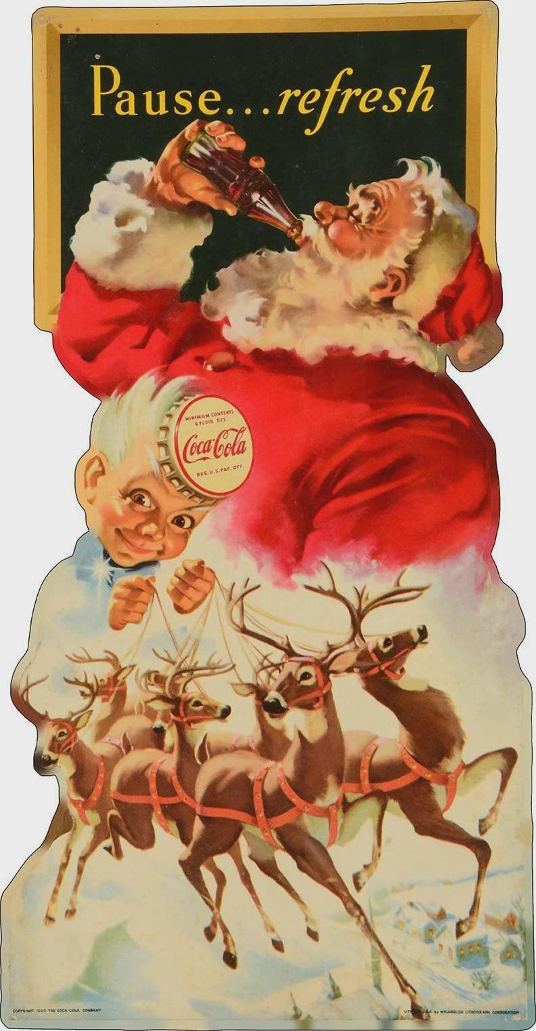 Coca Cola Santa Claus Reindeer 21" Heavy Duty USA Metal Coke ...