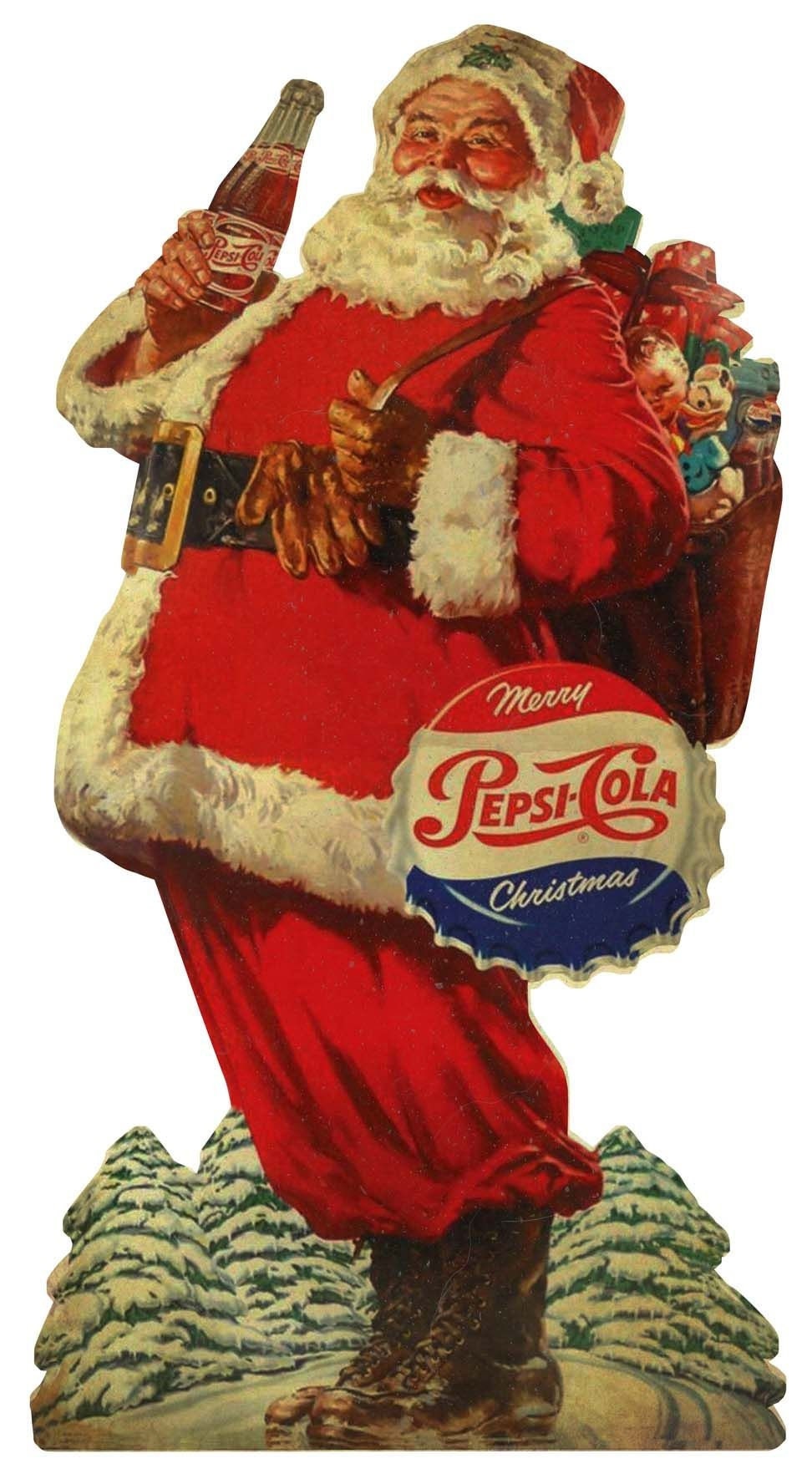 Merry Christmas Pepsi Cola Santa 24 Heavy Duty USA Made Metal Soda Pop ...