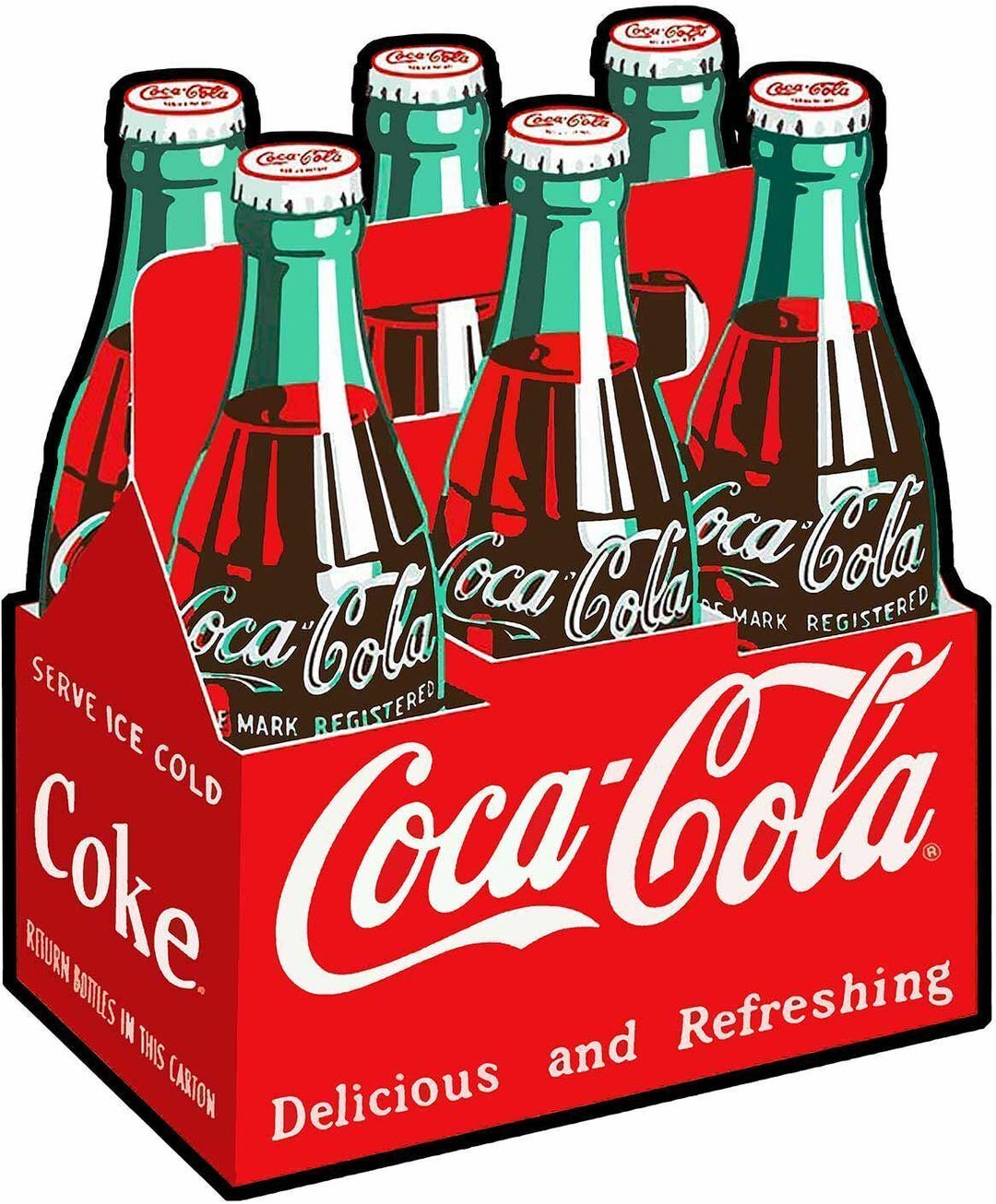 Coca Cola Six Pack Carton of Coke 20" Heavy Duty USA Made Metal ...