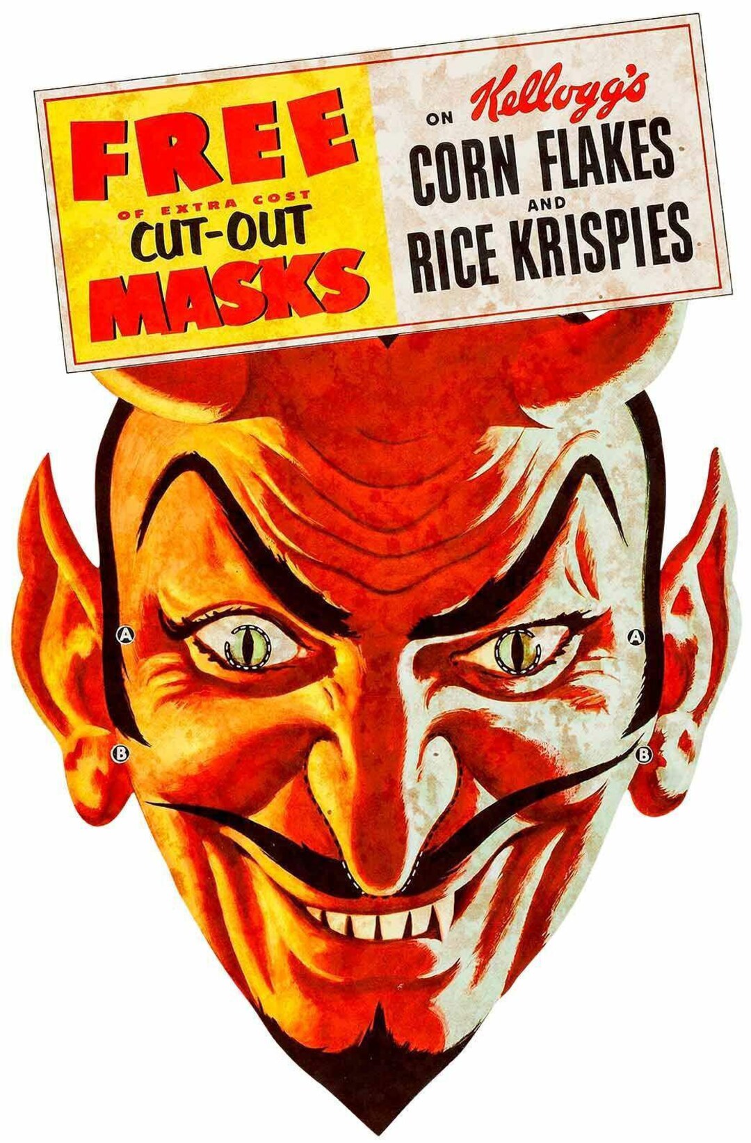 Kelloggs Corn Flakes Rice Krispies Devil Mask 22" Heavy Duty USA Made ...