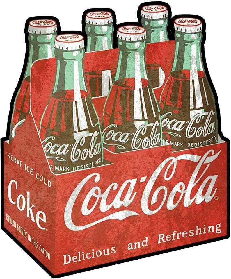 Coca Cola Six Pack Carton of Coke 15" Heavy Duty USA Made Metal Aged ...