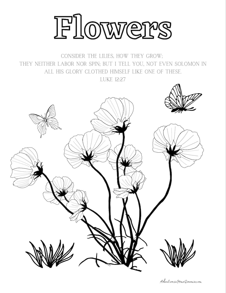Flowers/bible Verse Coloring Page - Etsy