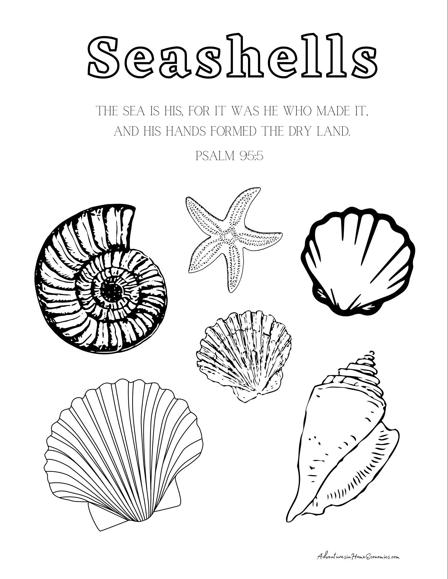 Seashell/bible Verse Coloring Printable - Etsy
