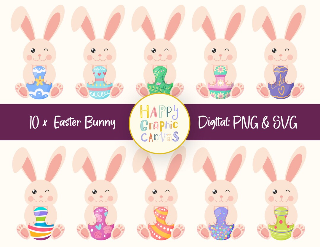 10 Easter Bunny Clipart Collection: PNG Downloads. Spring Clipart, Cute ...