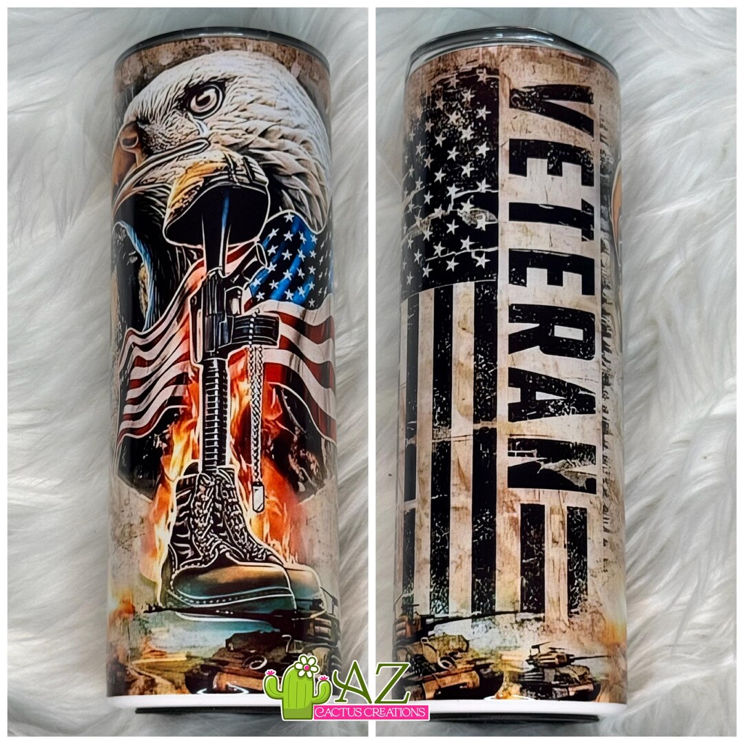 Veteran 20oz Tumbler – American Flag Bald Eagle Memorial Cup, Military ...