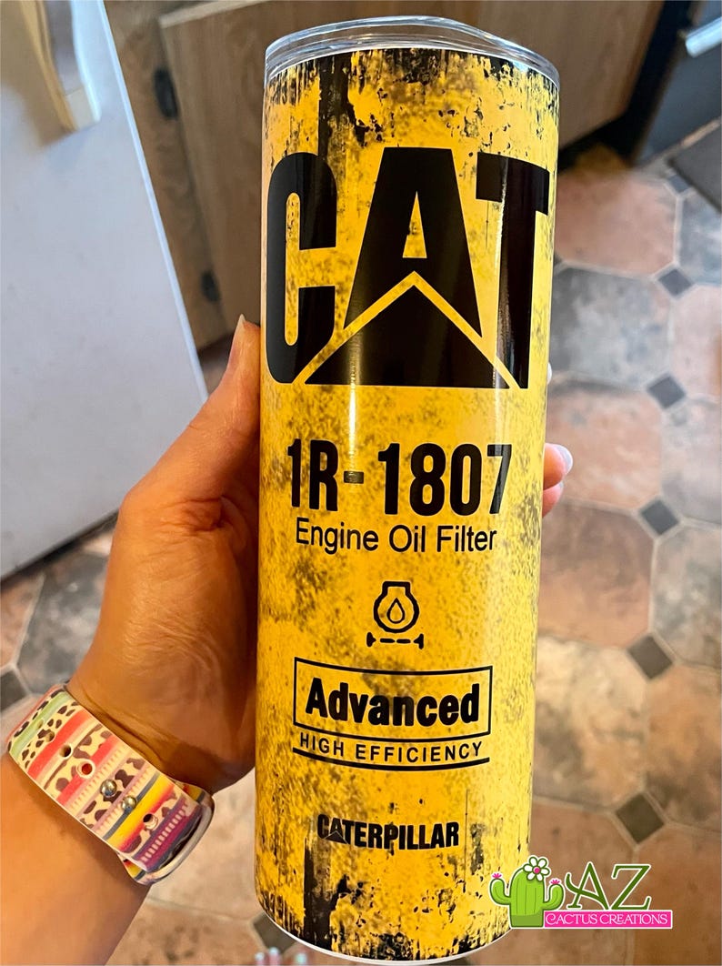 CAT Oil Filter Tumbler 20oz – Caterpillar Engine Oil Can Cup, Mechanic ...