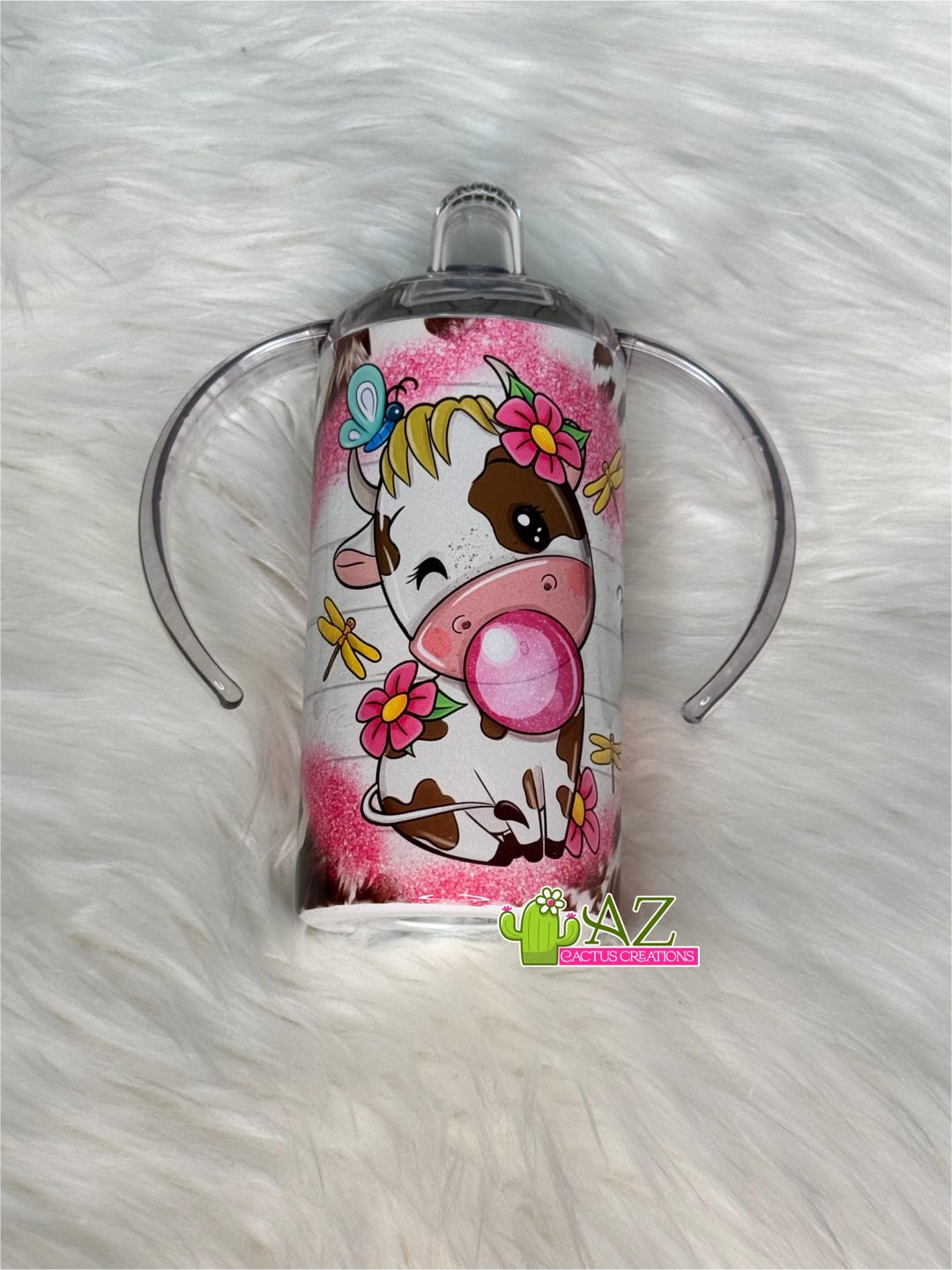 Cow Sippy Cup for Toddlers – 12oz Spill-proof Baby Cup With Handles ...