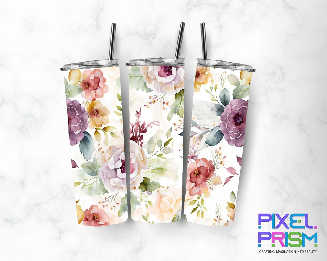 Pastel Floral Sublimation Design for Tapered or Straight 20 Oz Skinny ...