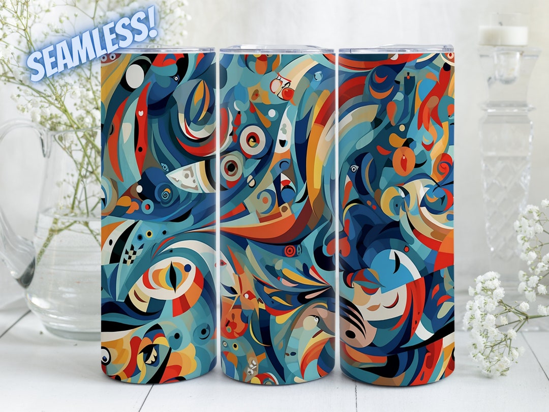 Blue Surreal Abstract Art Sublimation Design for 20oz Straight ...