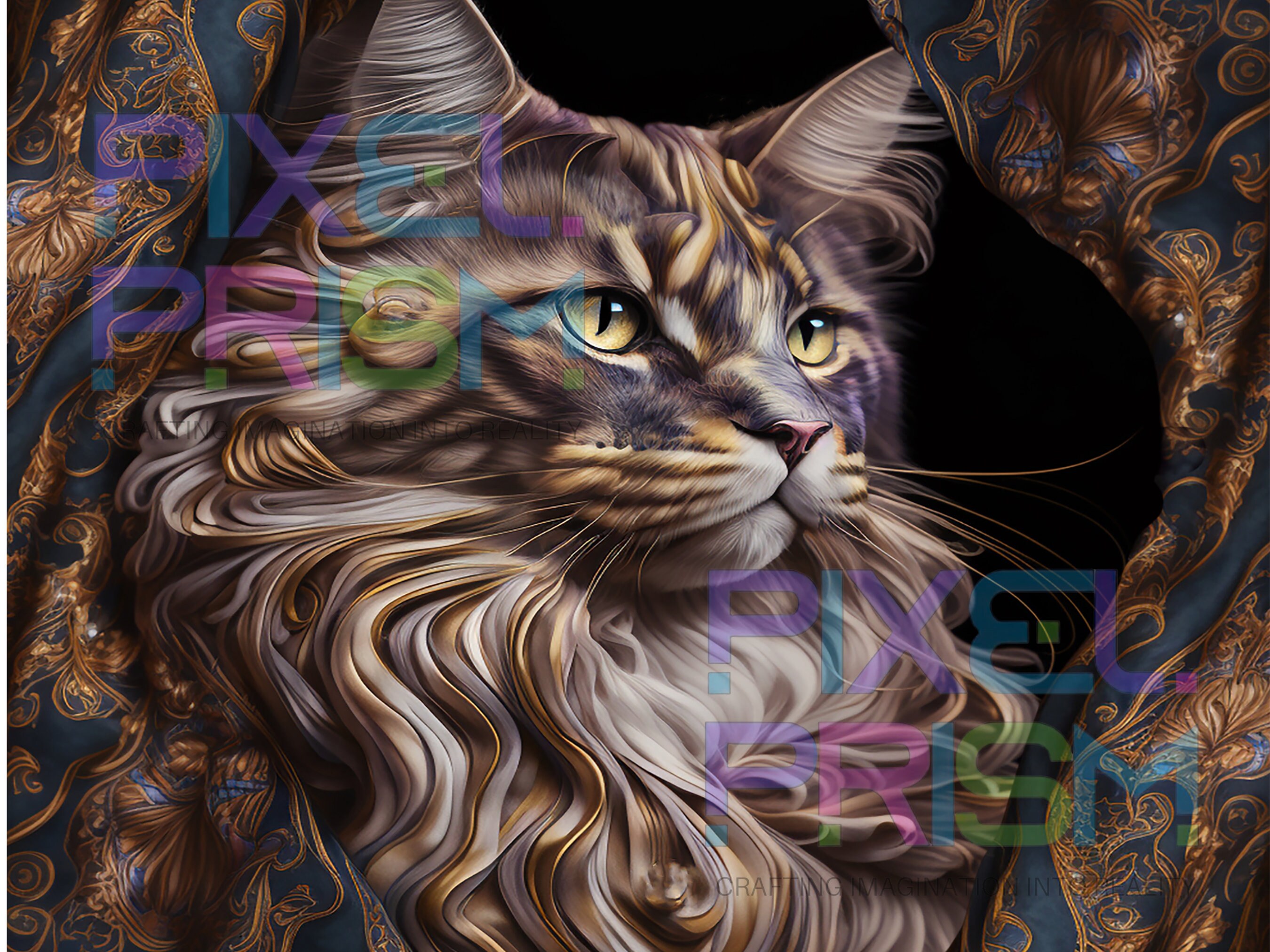 Regal Maine Coon Cat in Drapery, Cat, 20 Oz Skinny Tumbler, Sublimation ...