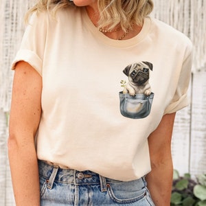 Cute Pug Pocket Shirt, Pug T Shirts, Pugs Shirt, Pug Gifts, Pugging ...