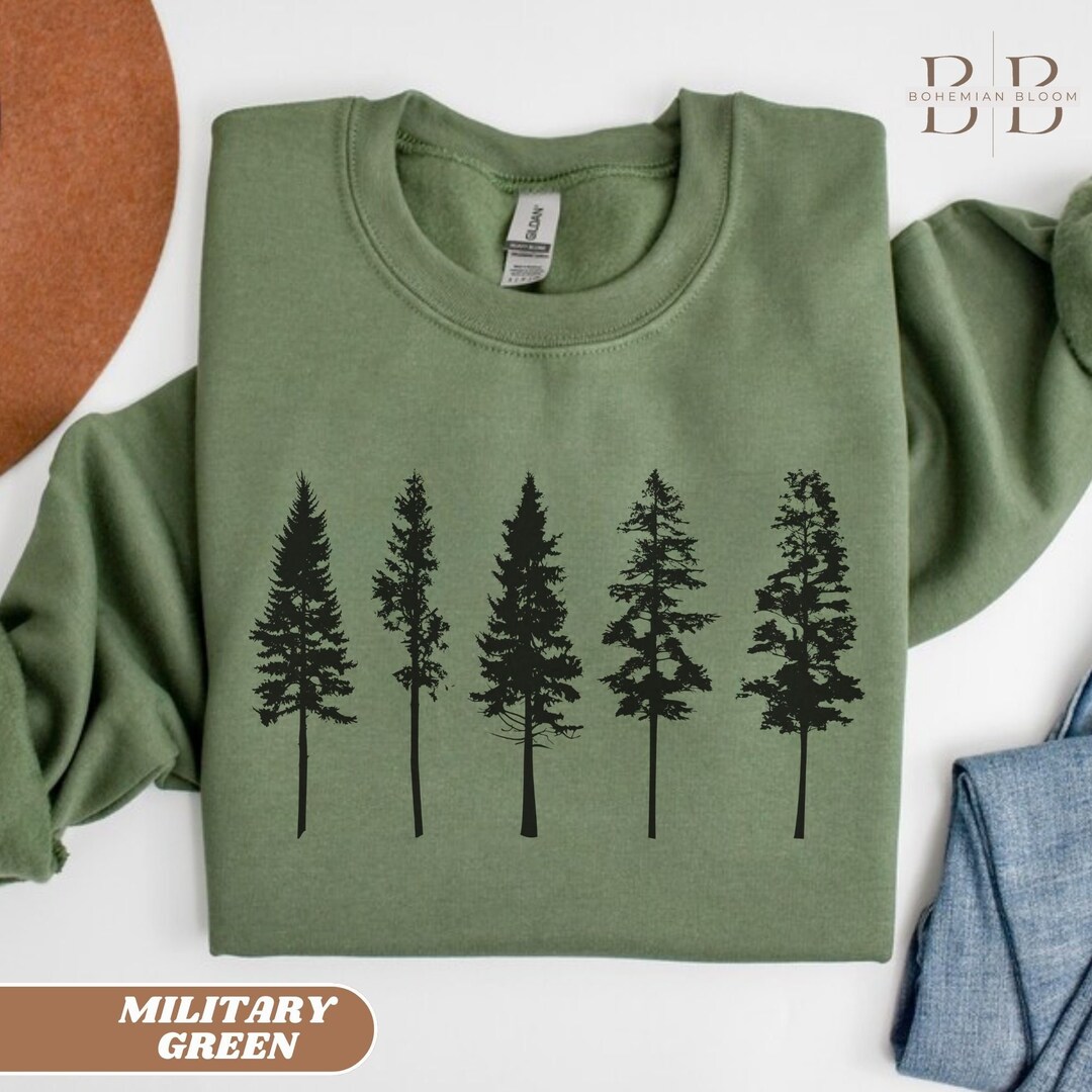 Pine Tree Sweatshirt, Wilderness Crewneck, Gift for Camper, Outdoorsy ...