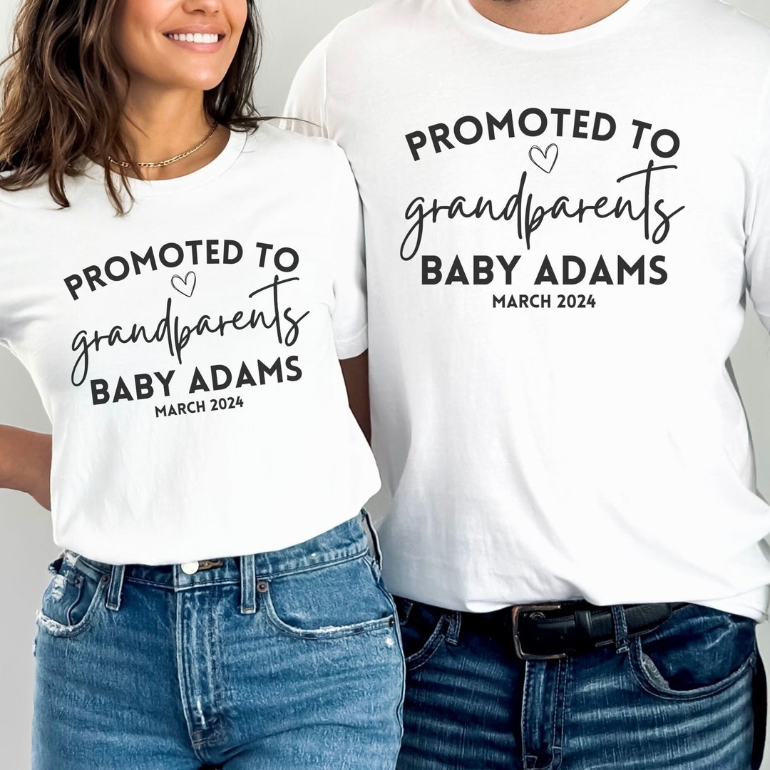 Personalized Promoted to Grandparents Shirt, Grandma and Grandpa Tshirt ...